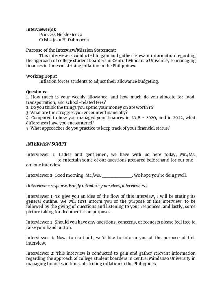 Script Interview | PDF | Interview