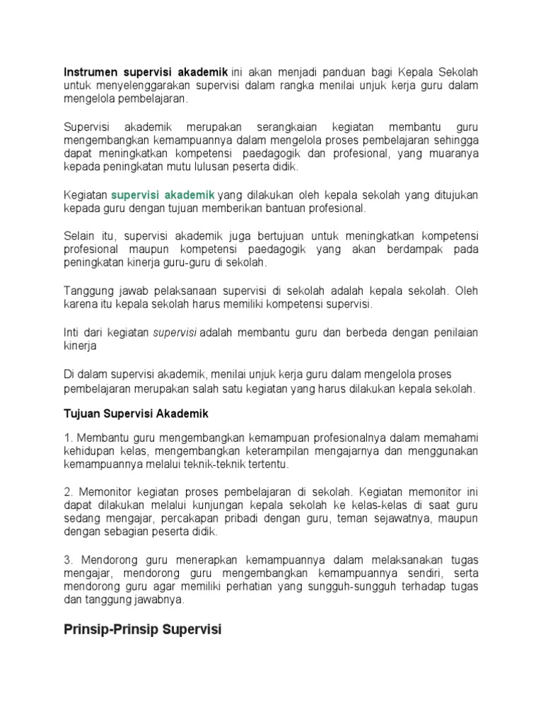 Instrumen Supervisi Akademik | PDF