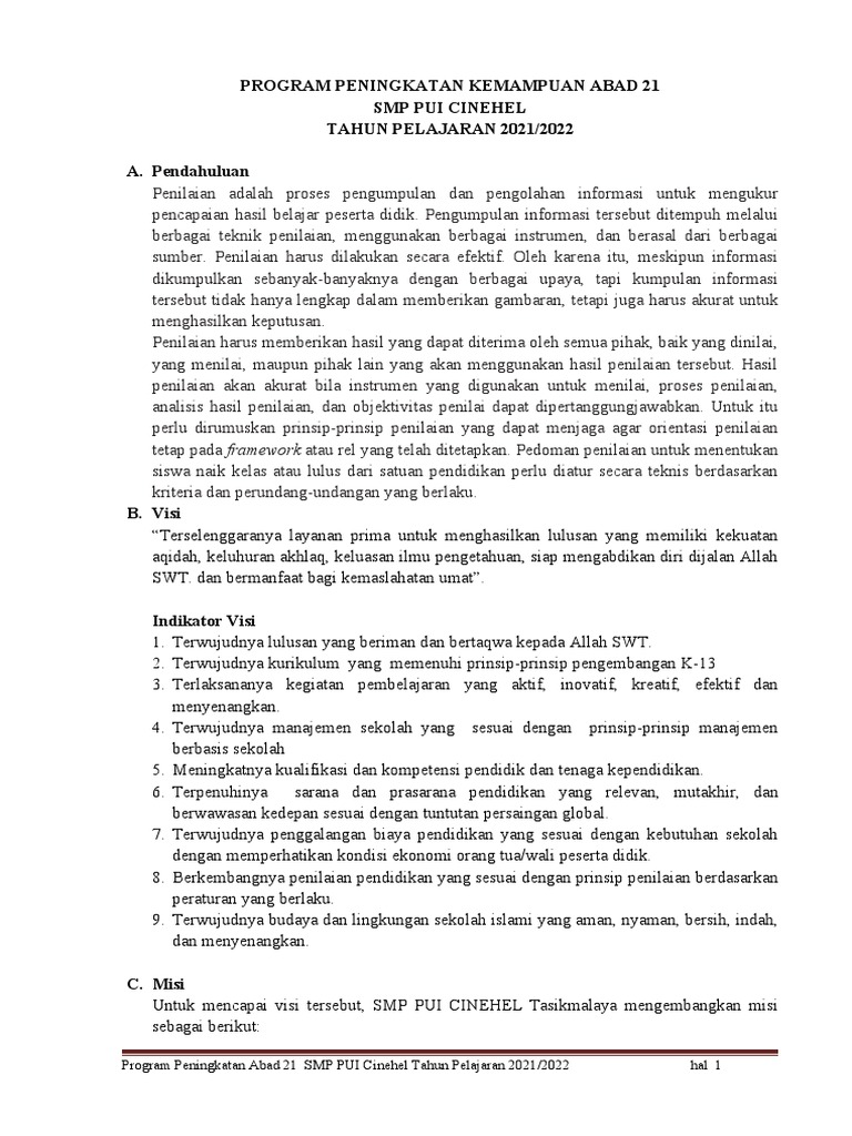 Program Peningkatan Kemampuan Abad 21 | PDF | Karier & Perkembangan