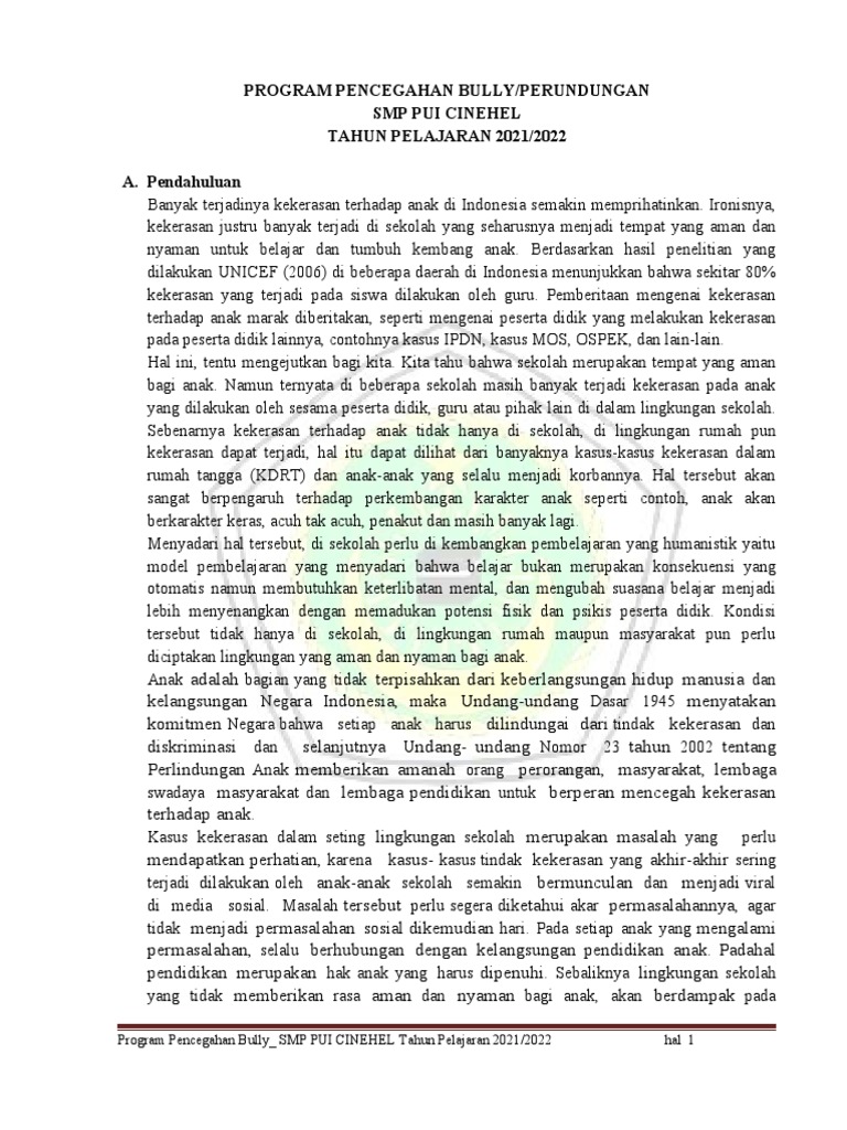 Program Pencegahan Bully | PDF