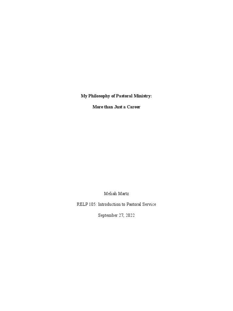 Philosophy of Ministry Paper | Download Free PDF | Pastor | Spiritual Gift