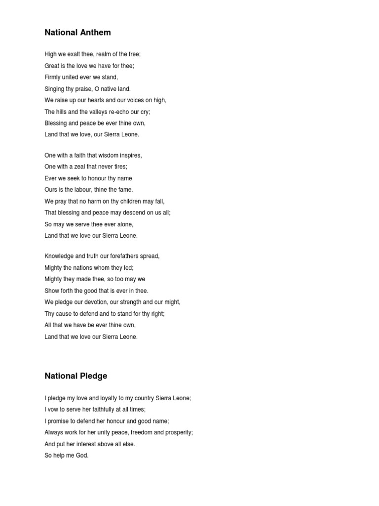 National Anthem | PDF | Cooking, Food & Wine | Religion & Spirituality