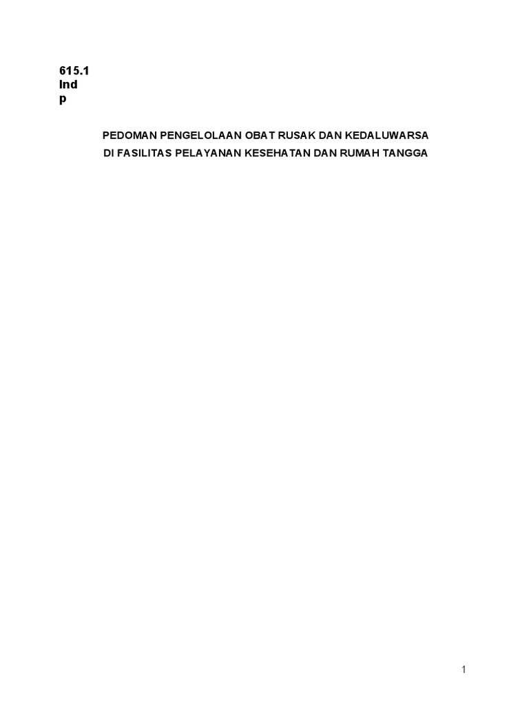 Pedoman Pengelolaan Obat Rusak Dan Kedaluwarsa | PDF | Pengembangan ...