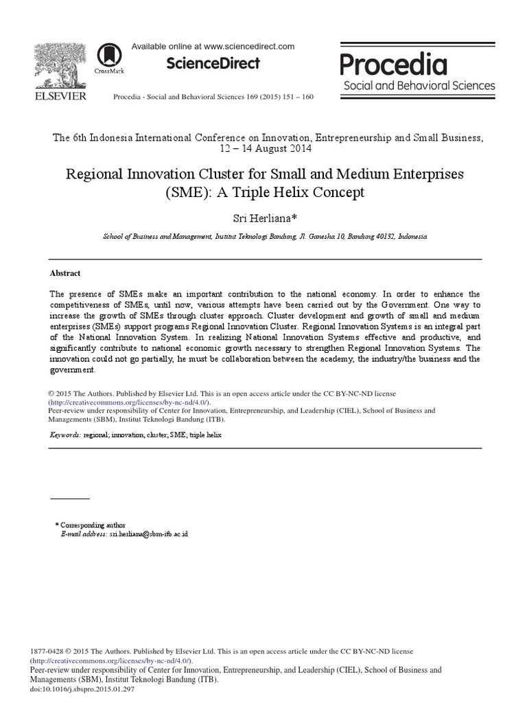 Regional Innovation Cluster For Small and Medium Enterprises (SME) A ...