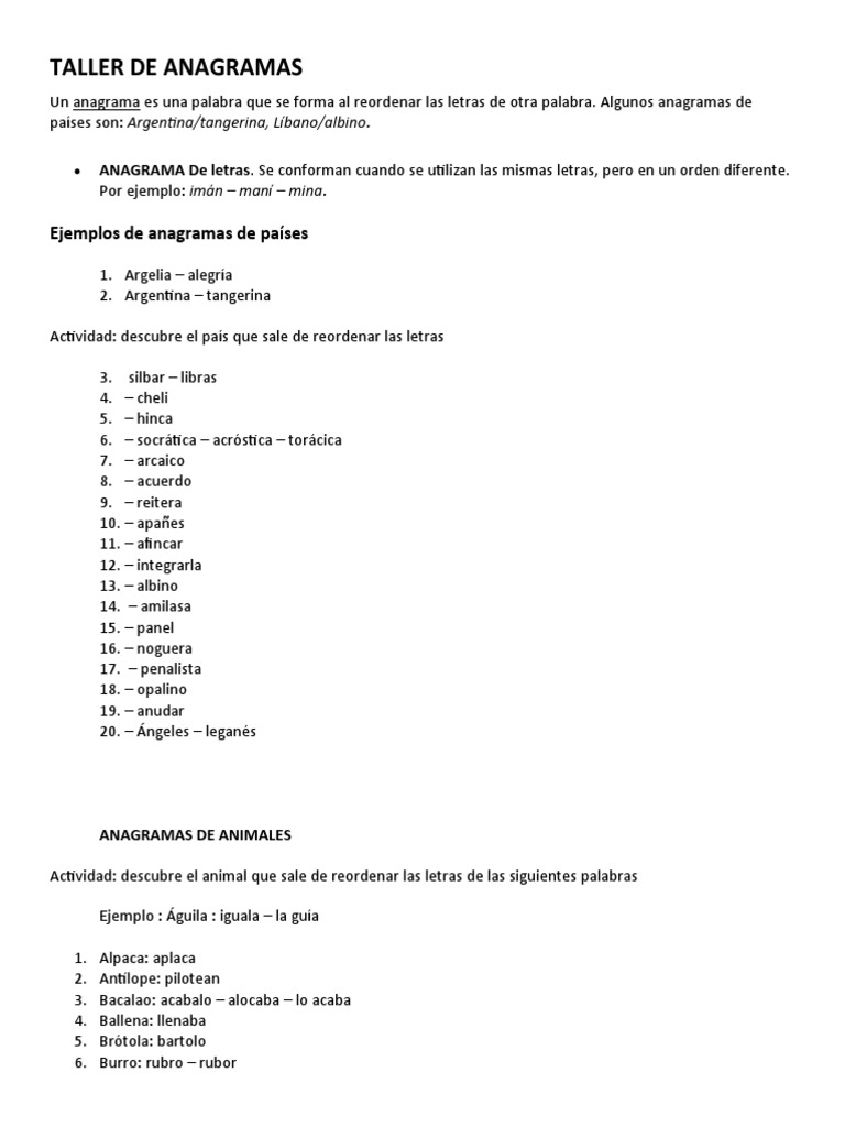 1 - Anagramas Taller | PDF