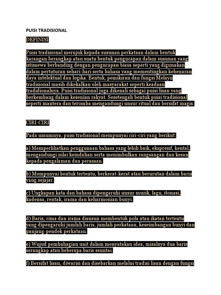 Nota Jenis Puisi | PDF