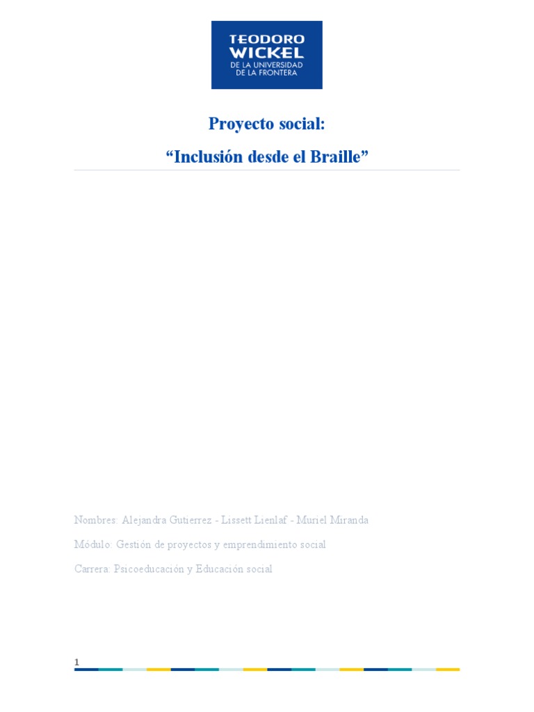 Proyecto Social Braille | PDF | Invalidez | Inclusión (Educación)