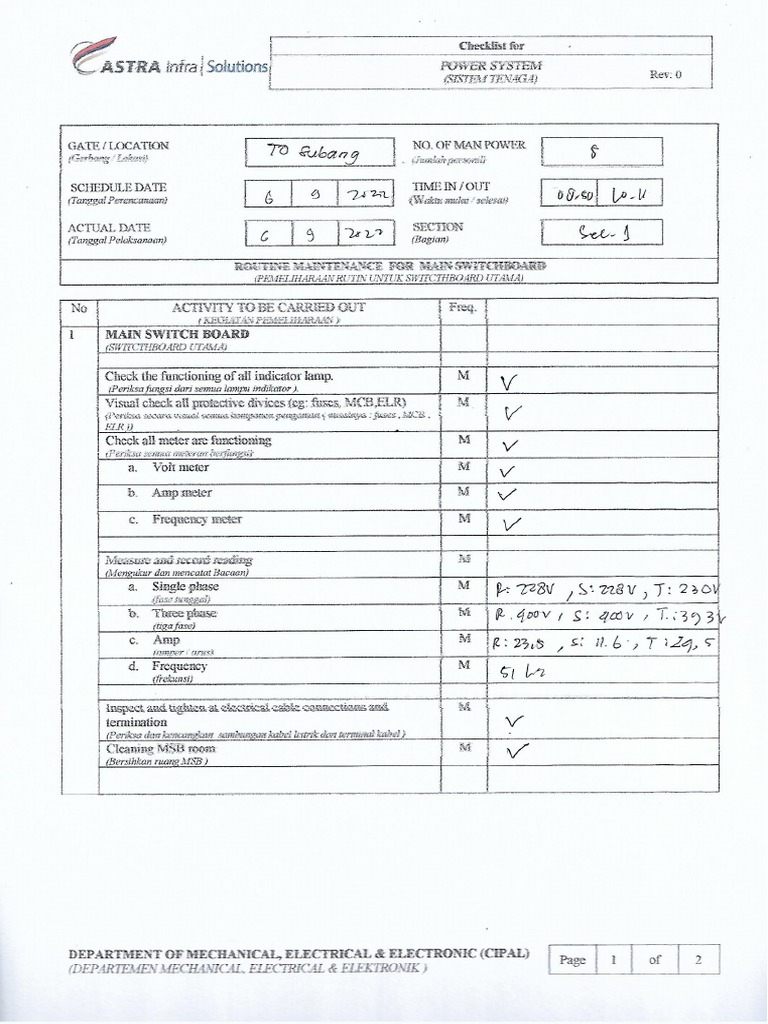 Checklist MSB To Subang | PDF