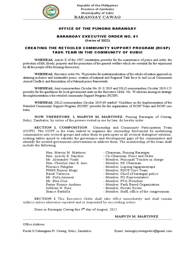 Executive Order On Retooled Community Support Program | PDF | Political ...