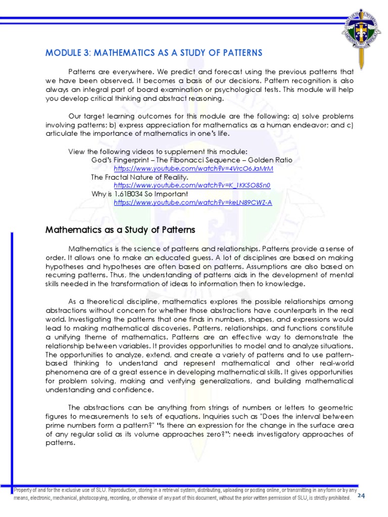 GMATH Module 3 | PDF | Mathematics | Pattern