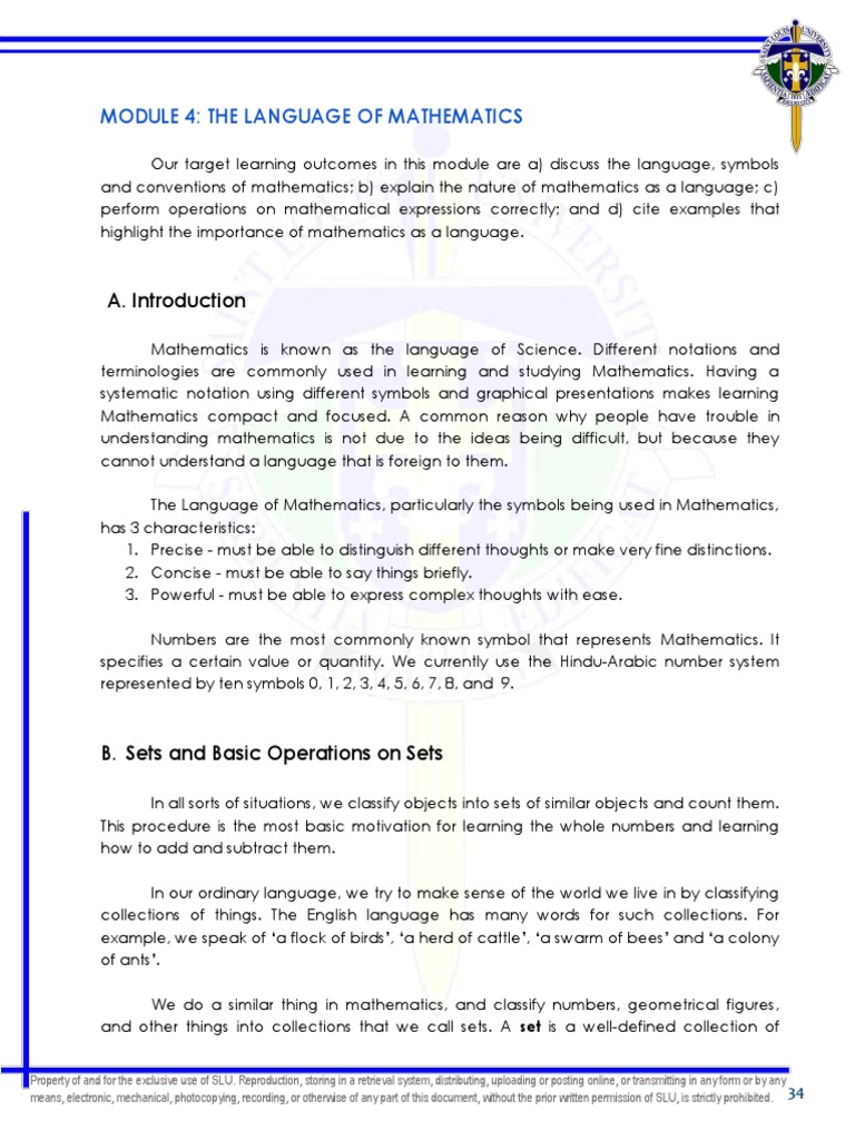 Gmath Module 4 | PDF | Set (Mathematics) | Rational Number