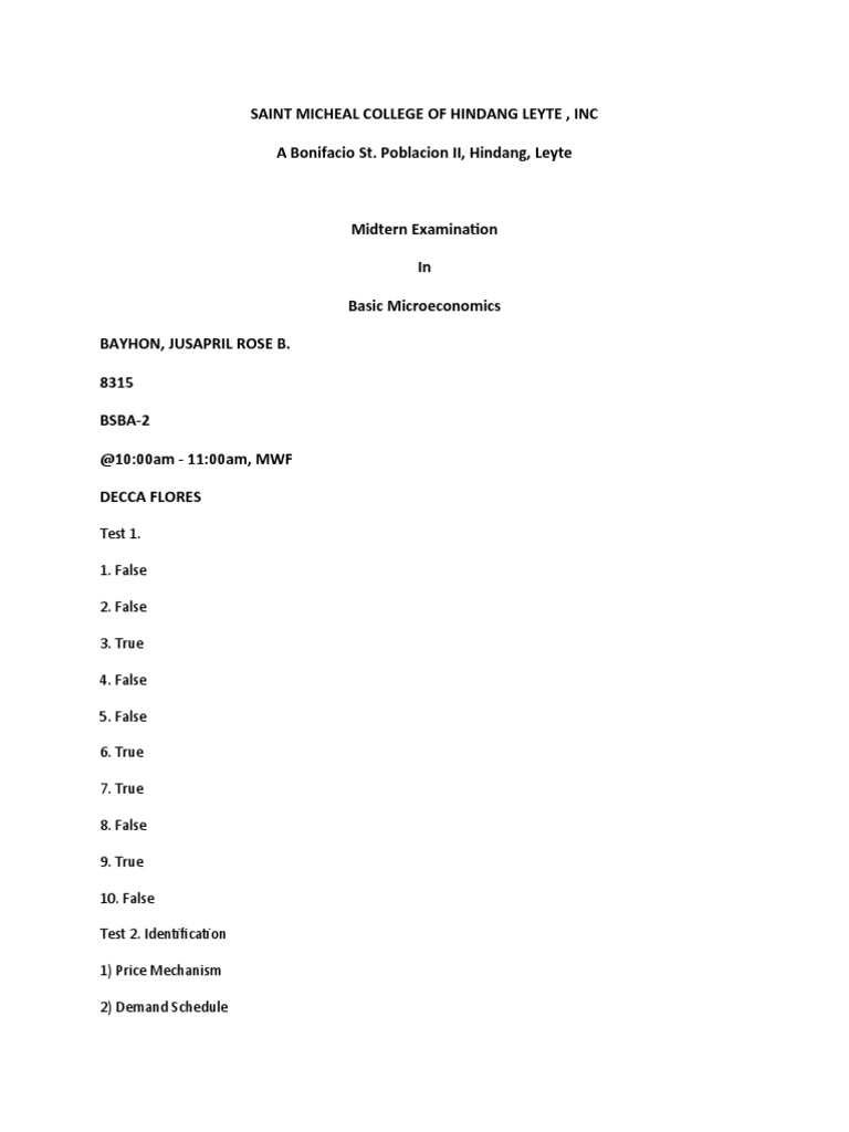 Basic Micro Mid Exam Pdf