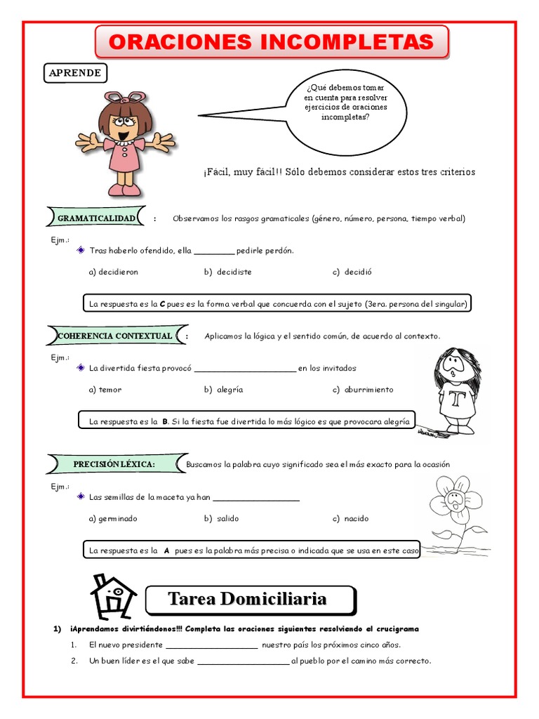 Oraciones Incompletas | PDF | Ciencia cognitiva | Lingüística