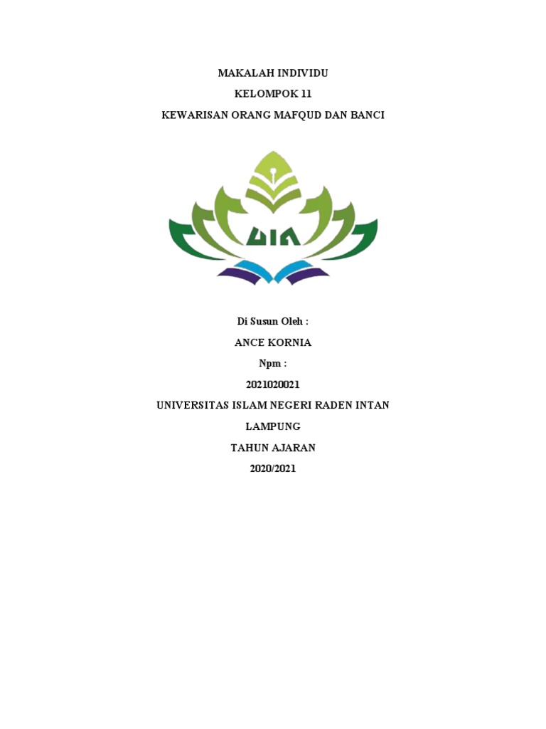 Kewarisan Orang Mafqud dan Banci | PDF