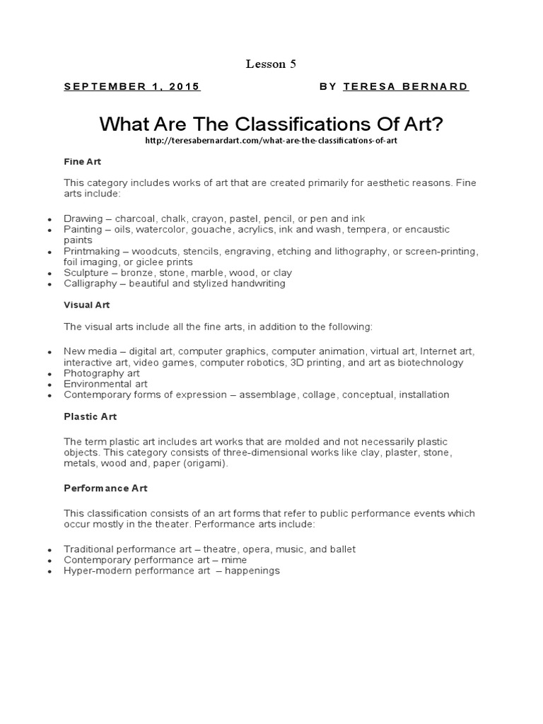Classifications of Visual Arts | PDF | Fine Art | The Arts