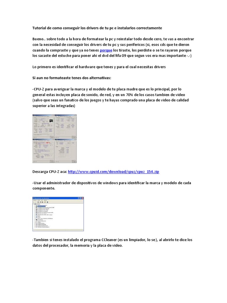 Tutorial de Como Conseguir Los Drivers de Tu PC e Instalarlos Correctamente | PDF | Hardware de ...