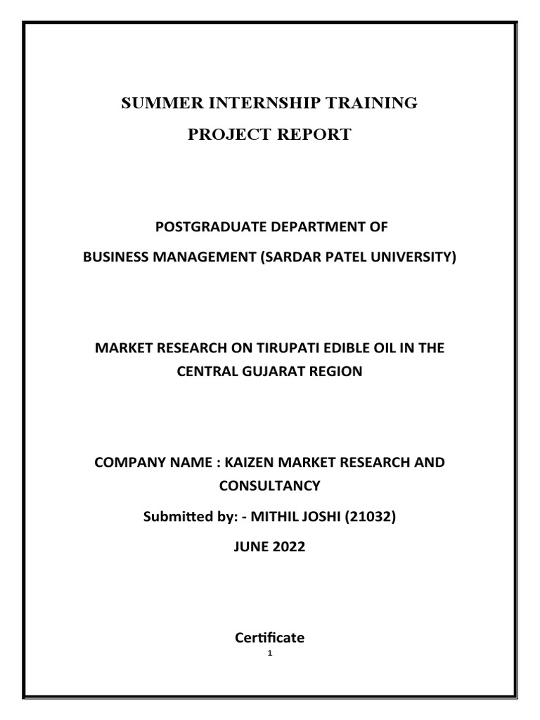 Sip Report Mithil | PDF | Brand | Survey Methodology