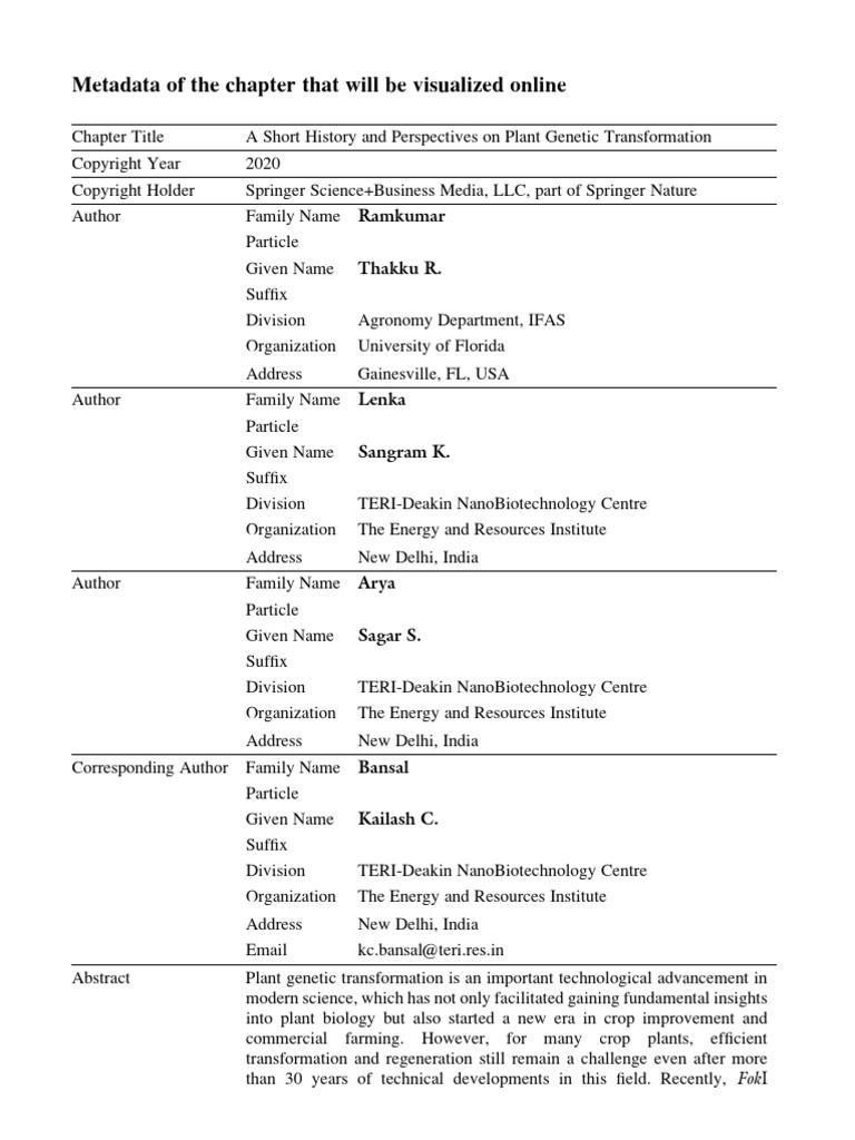 History of Genetic Transformation Chapter 2020 | PDF | Transformation ...