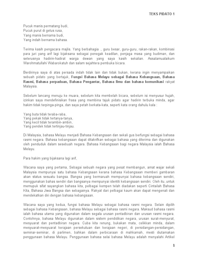 Teks Pidato - 1 | PDF