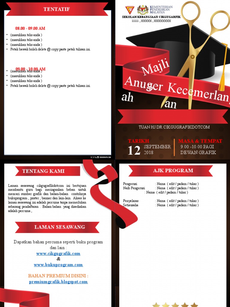 Template Buku Program Hari Anugerah Kecemerlangan (Cikgugrafikdotcom) | PDF