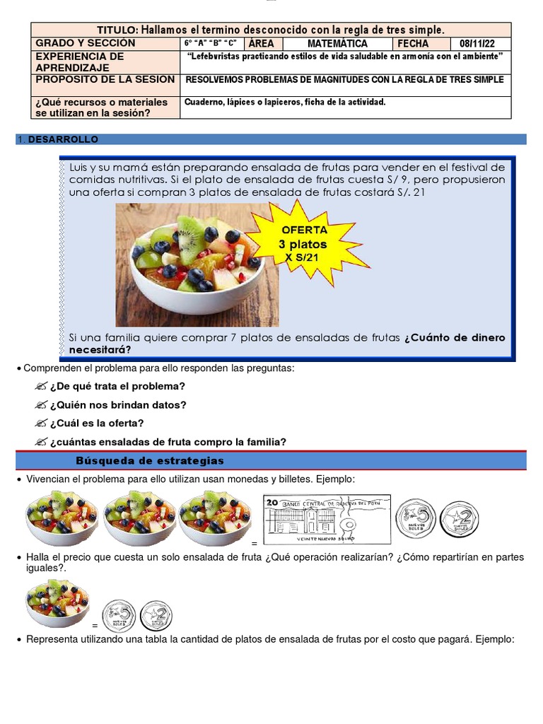 Hallamos El Termino Desconocido Con La Regla de Tres Simple. | PDF