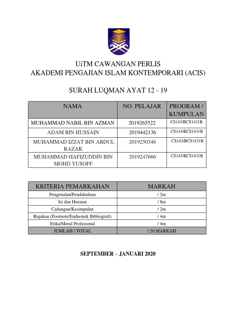 Assignment CTU101 - Ayat Al Quran | PDF