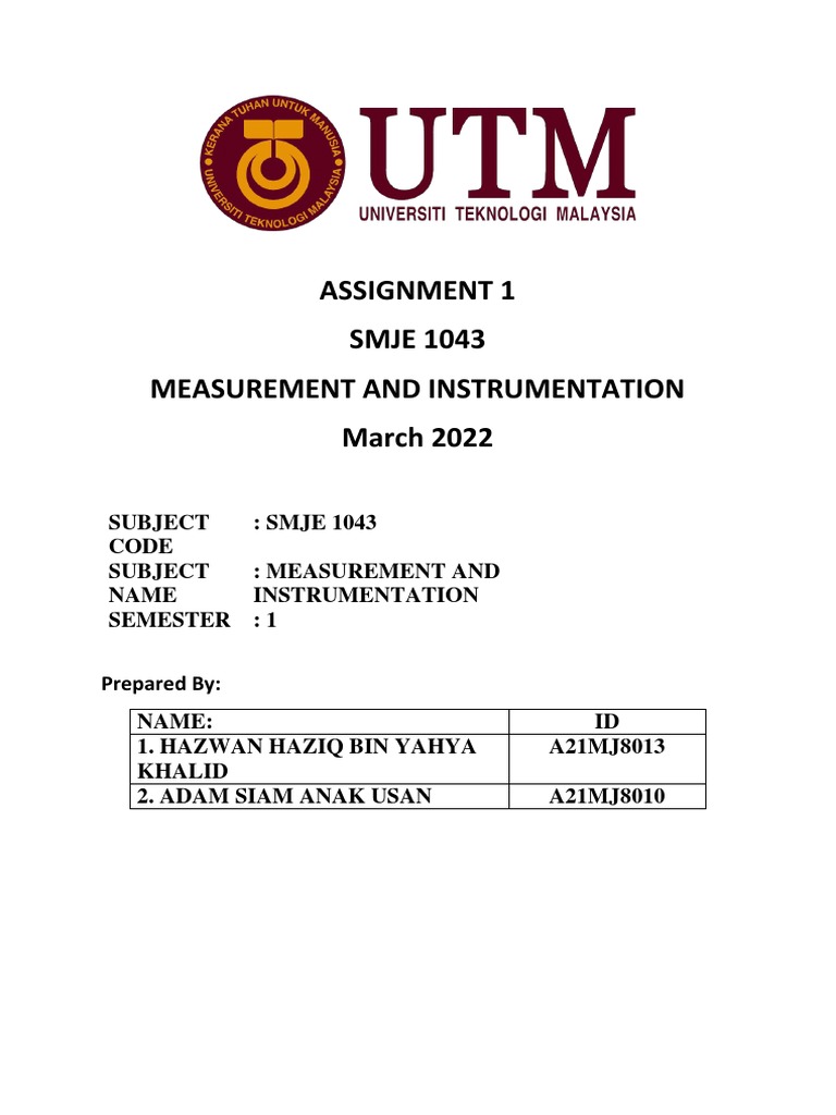 Assigment Measurement & Instrument (HAZWAN HAZIQ & ADAM SIAM ...