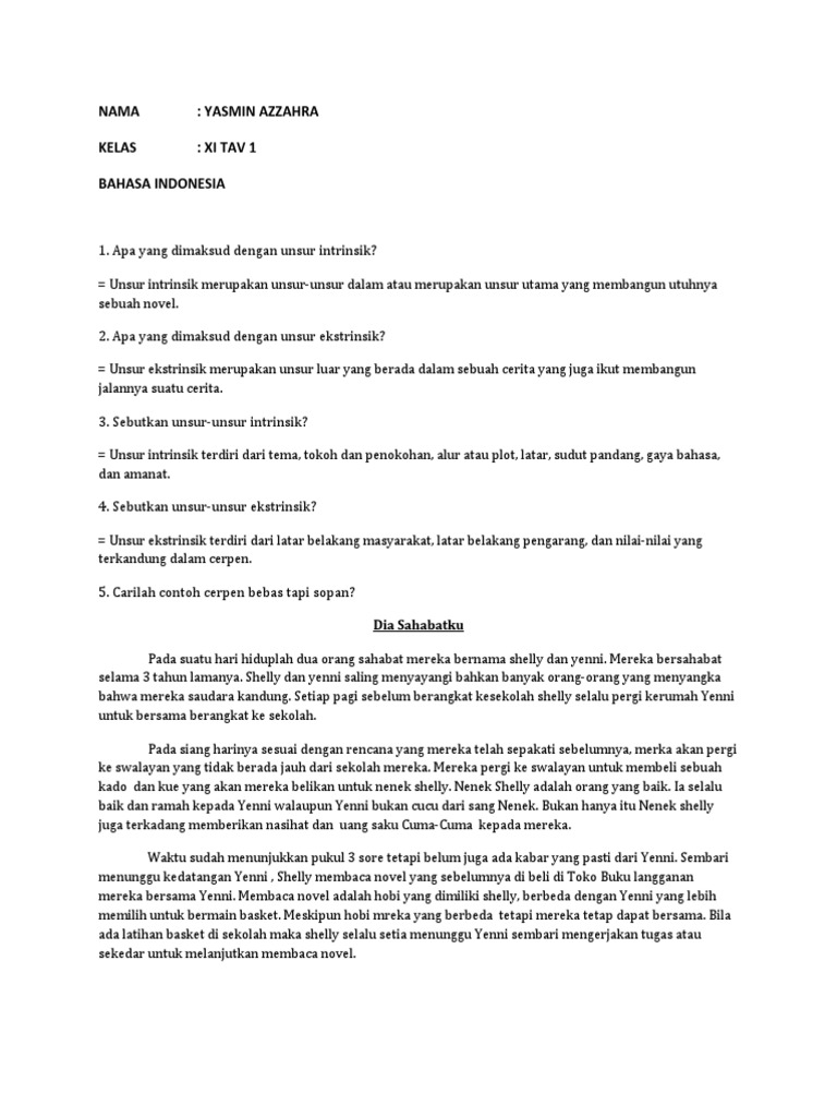 Cerpen-Bahasa Indonesia | PDF