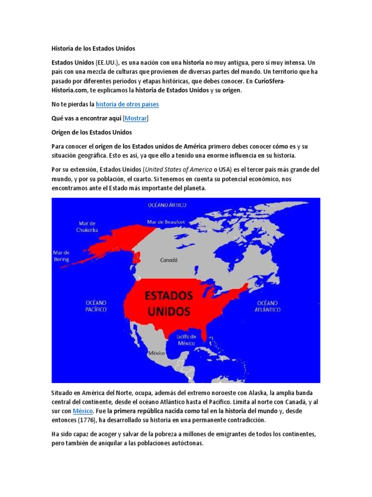 Historia de Los Estados Unidos | PDF | Los Estados Unidos | Gobierno ...