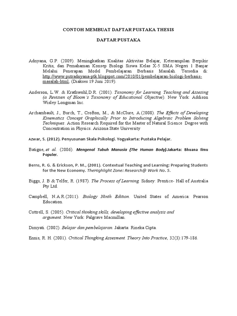 Contoh Membuat Daftar Pustaka Thesis | PDF