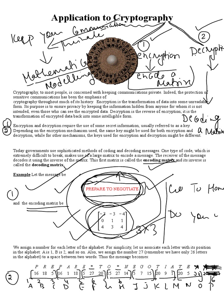Cryptography Example | PDF | Encryption | Matrix (Mathematics)