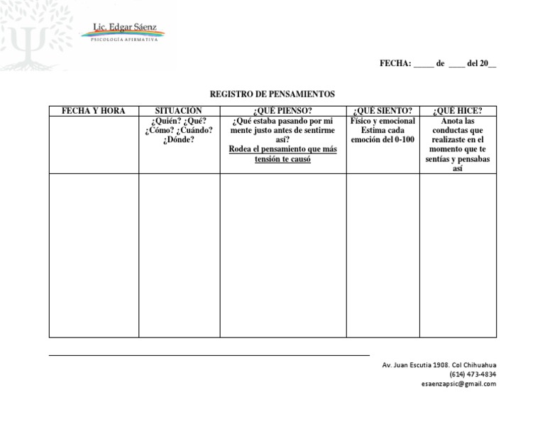 Registro de auto-reflexión para el entendimiento personal y mejora ...