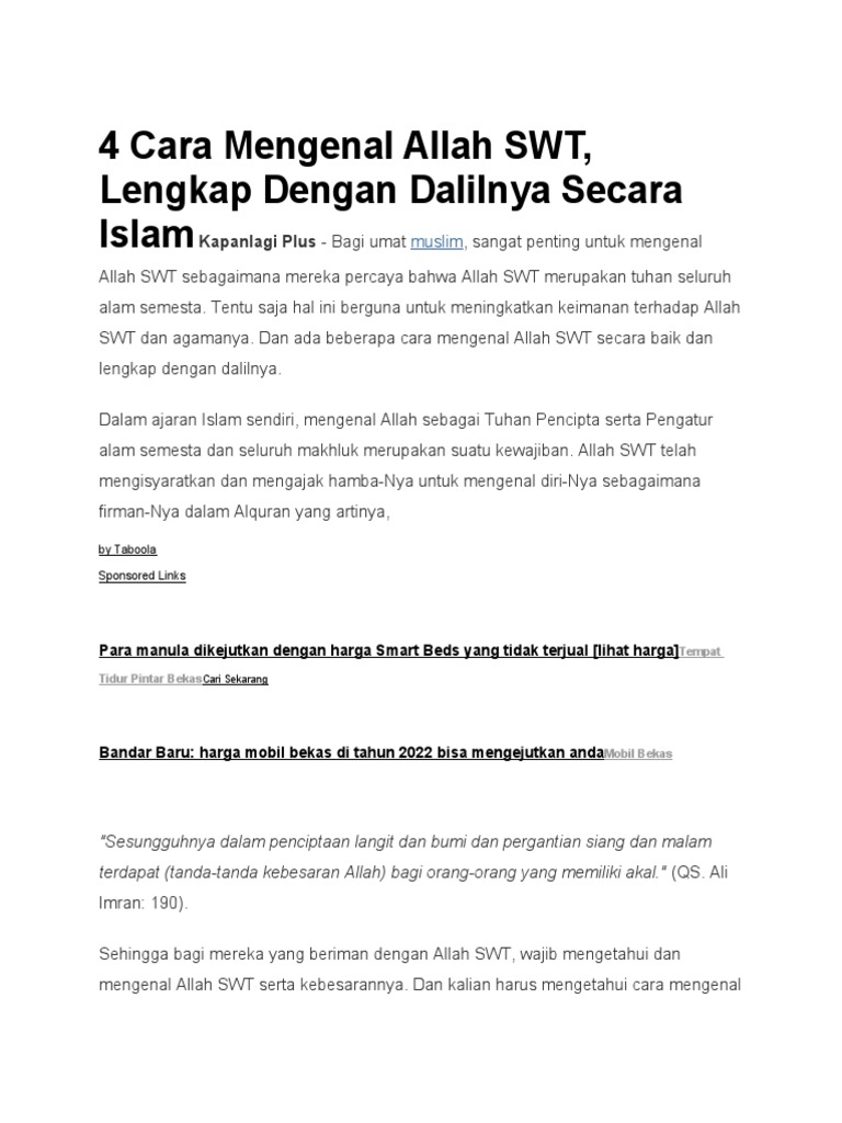 4 Cara Mengenal Allah SWT dalam Islam | PDF
