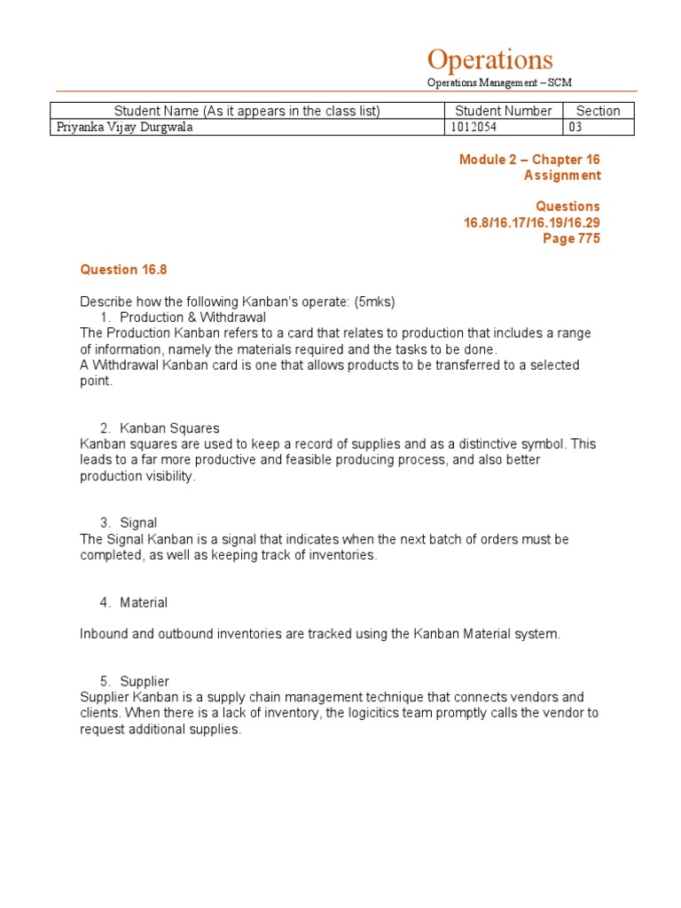 2022 - Module 02 - Chapter 16 - Lean Production - Questions 16-8&16-17 ...