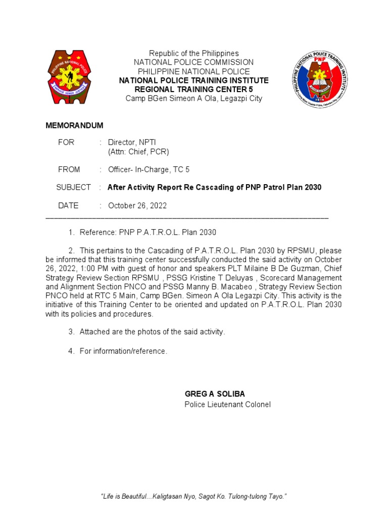 PNP Patrol Plan 2030 Cascading Report | PDF | Career & Growth | Business