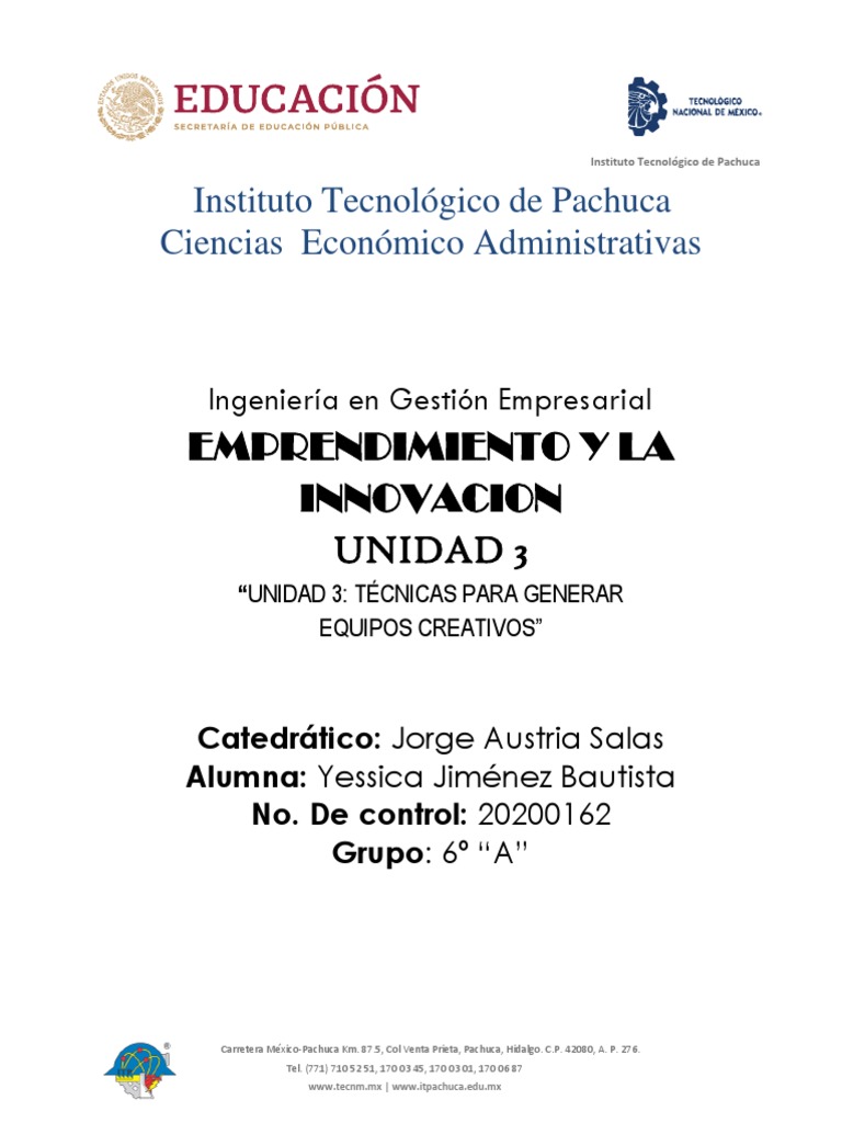 Emprendimiento e Innovacion UNIDAD 3 | PDF | Palabra | Pensamiento