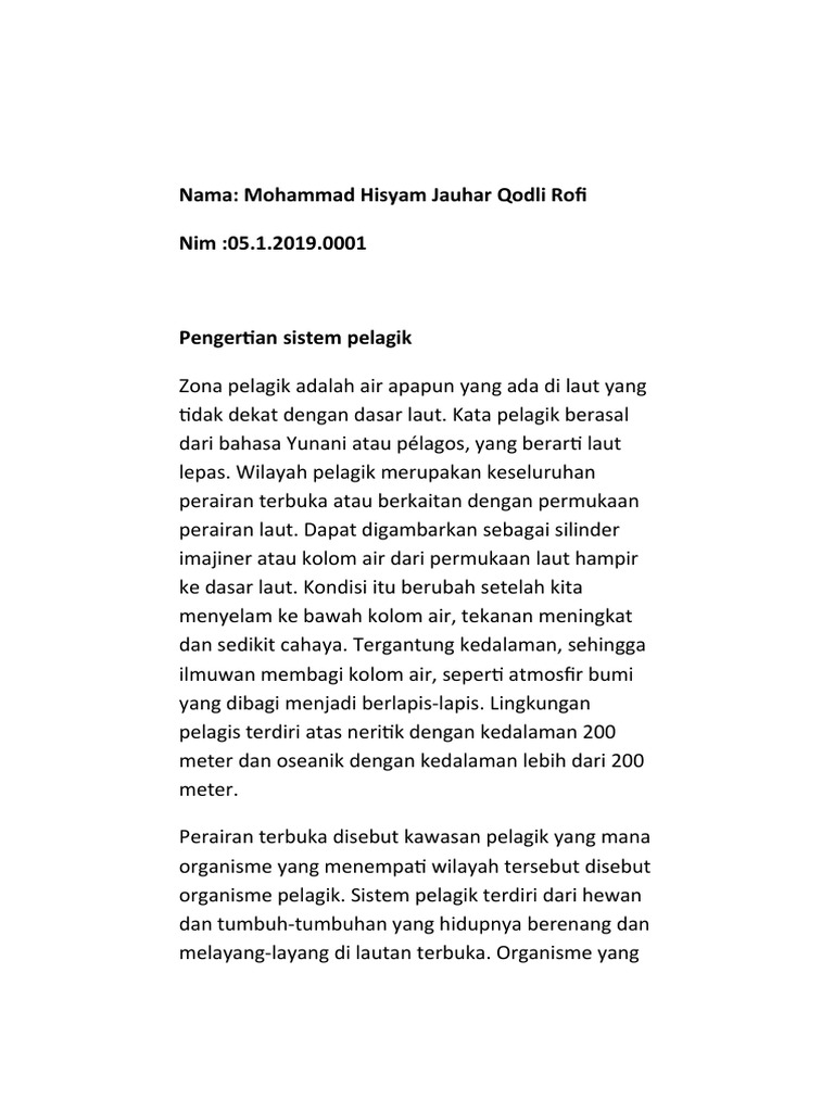 Zona Pelagik dan Bentik dalam Ekosistem Laut | PDF | Ilmu Sosial ...