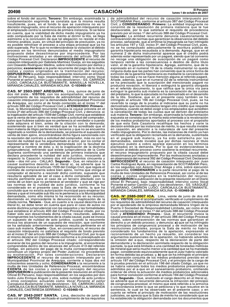 Casación #2585-2007, Ica | PDF | Ley procesal | Debido al proceso