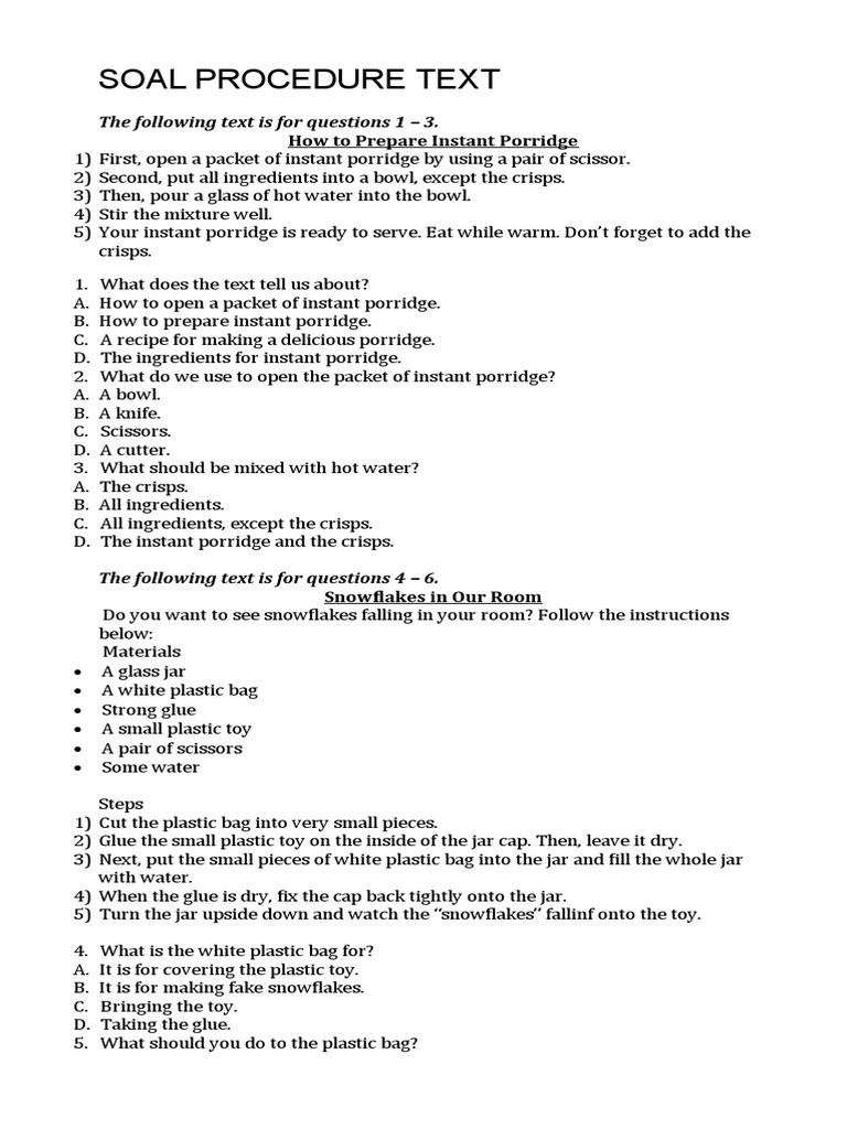 Soal Procedure Text - Soal | PDF | Photocopier | Ice Cream