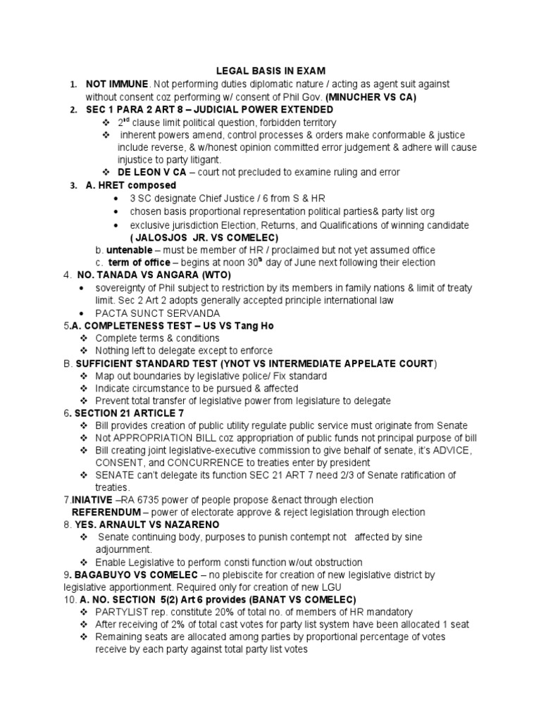 Legal Basis in Exam | PDF | United States House Of Representatives ...