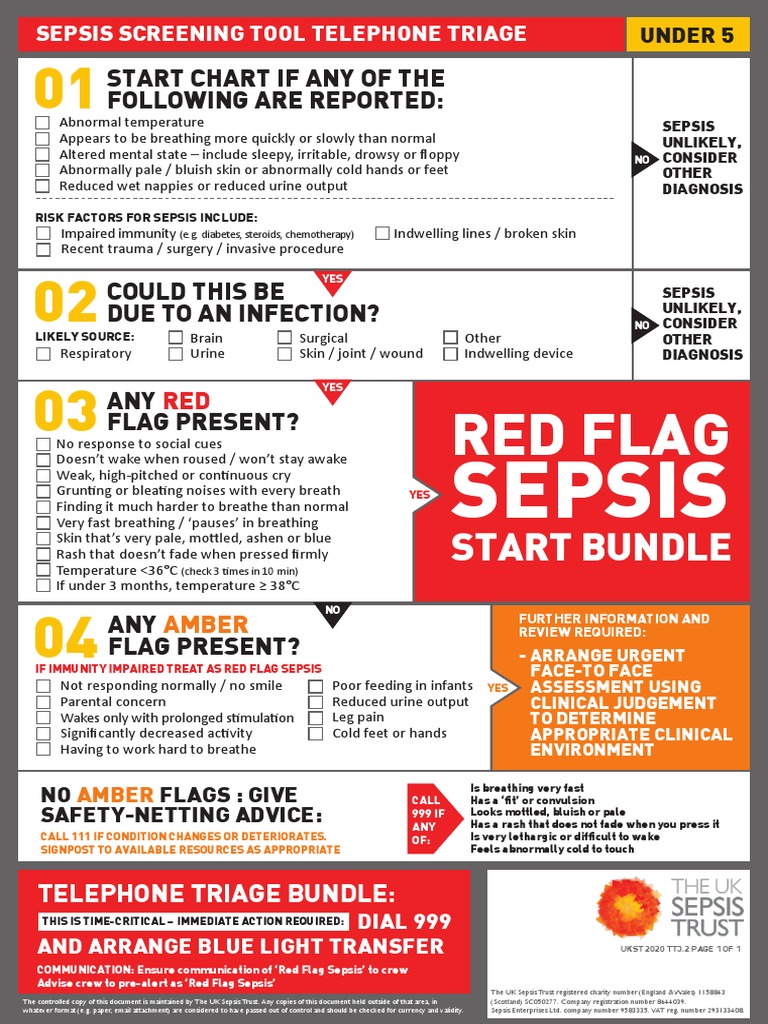 Sepsis Telephone Triage Under 5 Version 1.2 | PDF | Sepsis | Medical ...
