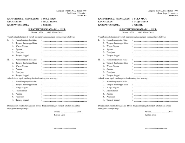 Contoh Surat Model N4 Nikah | PDF