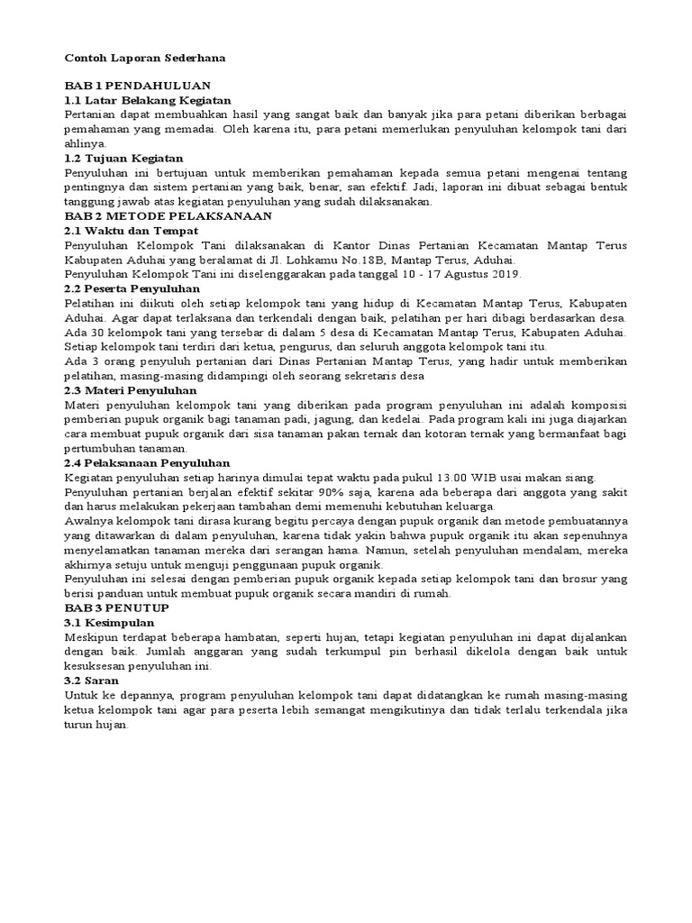 Contoh Laporan Sederhana | PDF