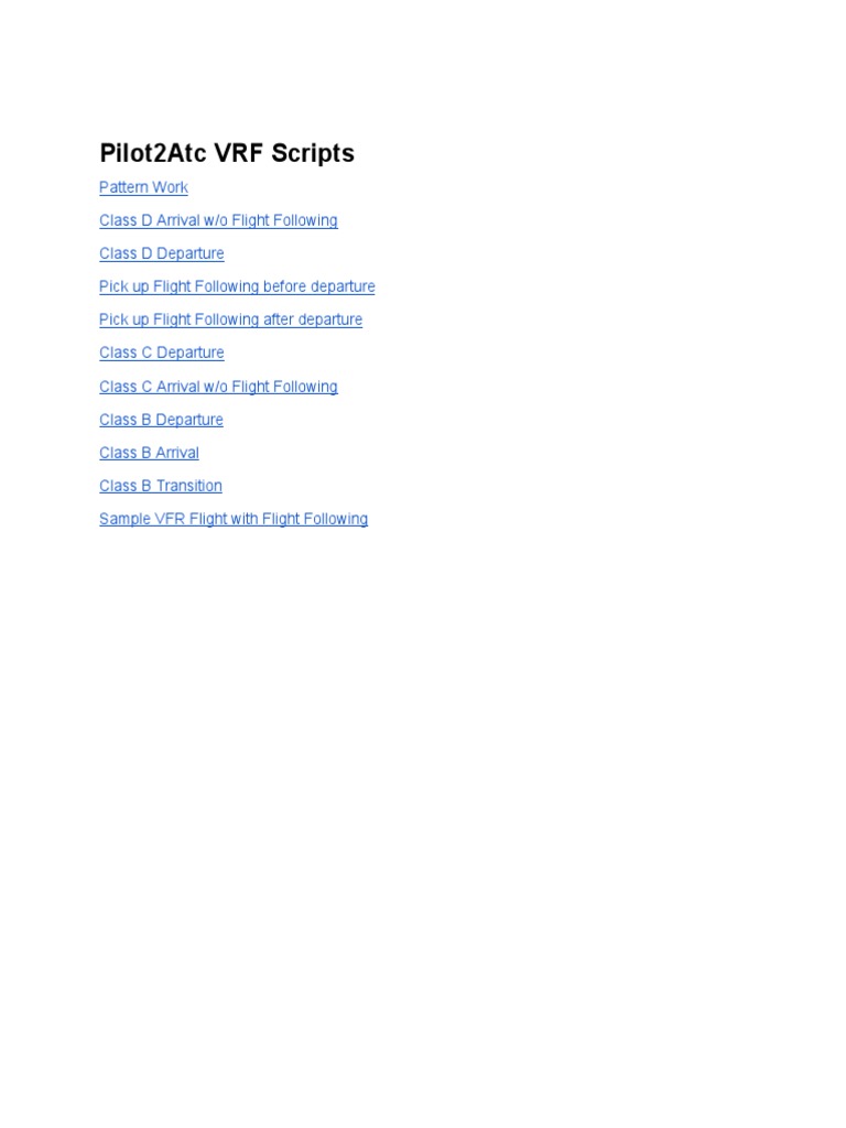 Pilot2ATC VFR Scripts | PDF | Air Traffic Control | Transponder (Aeronautics)