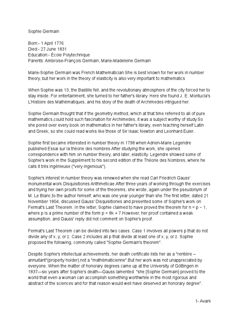 Sophie Germain | PDF | Discrete Mathematics | Science