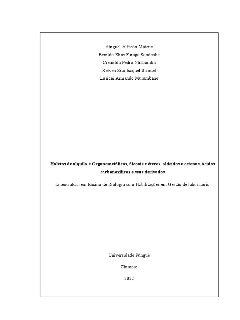 Trabalho em Grupo Quimica Basica-Abiguel | PDF | Aldeído | Éster
