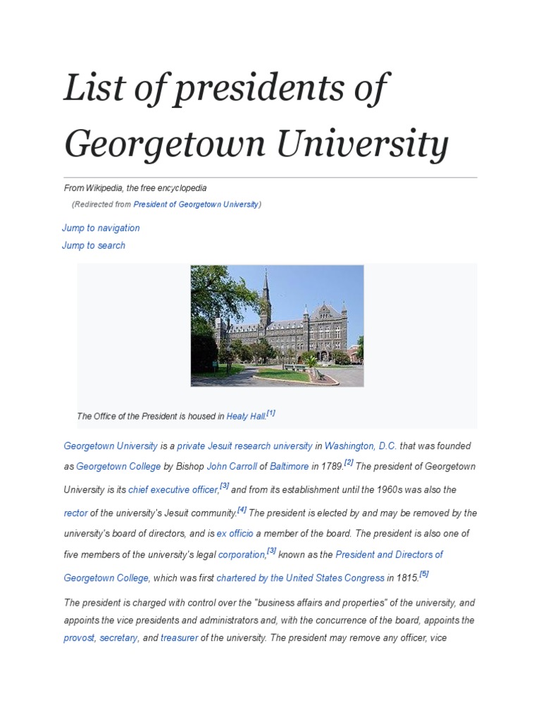 List of Presidents of Georgetown University | PDF | Society Of Jesus ...