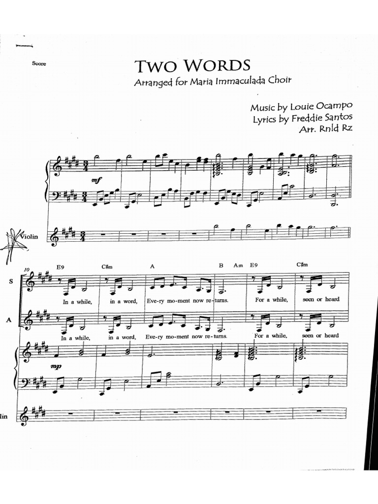 Two Words SSA | PDF