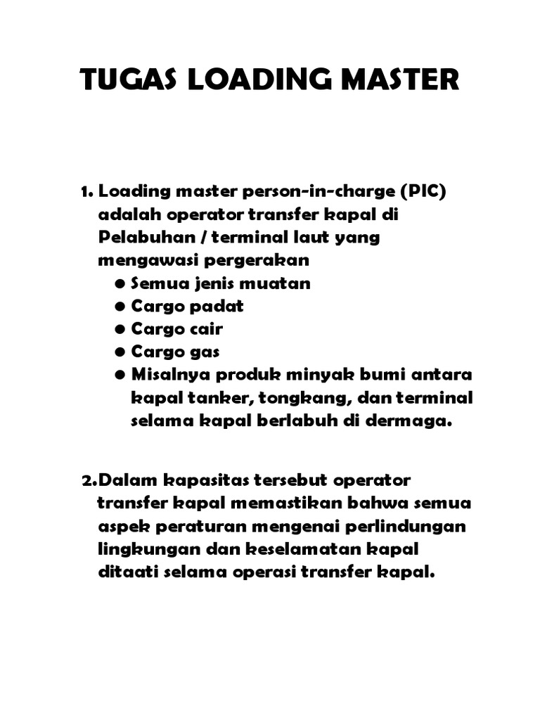 Materi 4 Tugas Loading Master | PDF