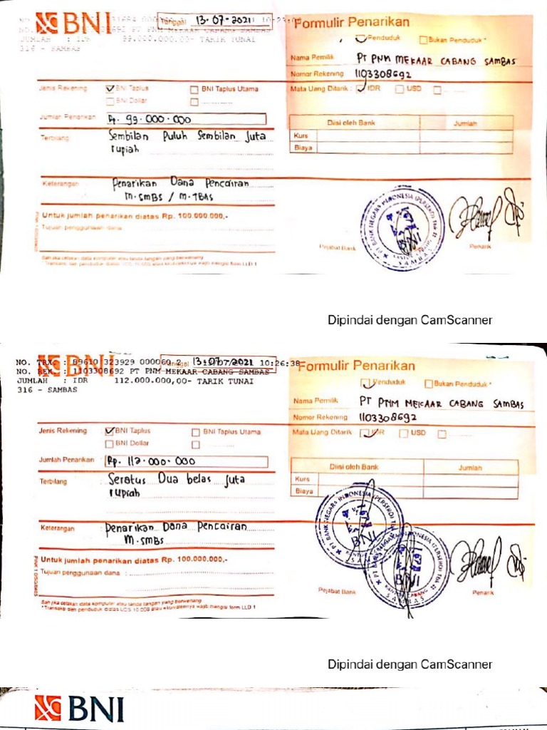 Butab Slip Penarikan 13072021 | PDF